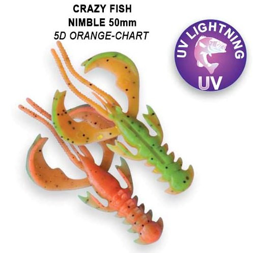 Мягкие приманки Crazy Fish Nimble Floating 3.2" #5D Orange Chart купить ...